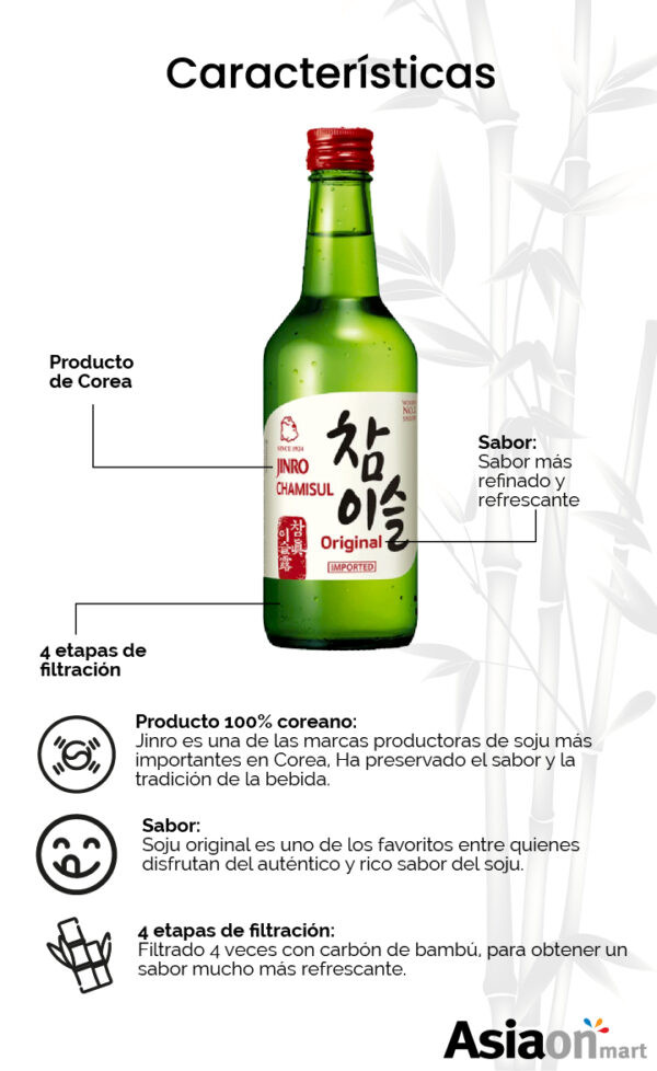 Jinro Soju Chamisul Original 360ml - Licor Coreano - Asiaon Mart