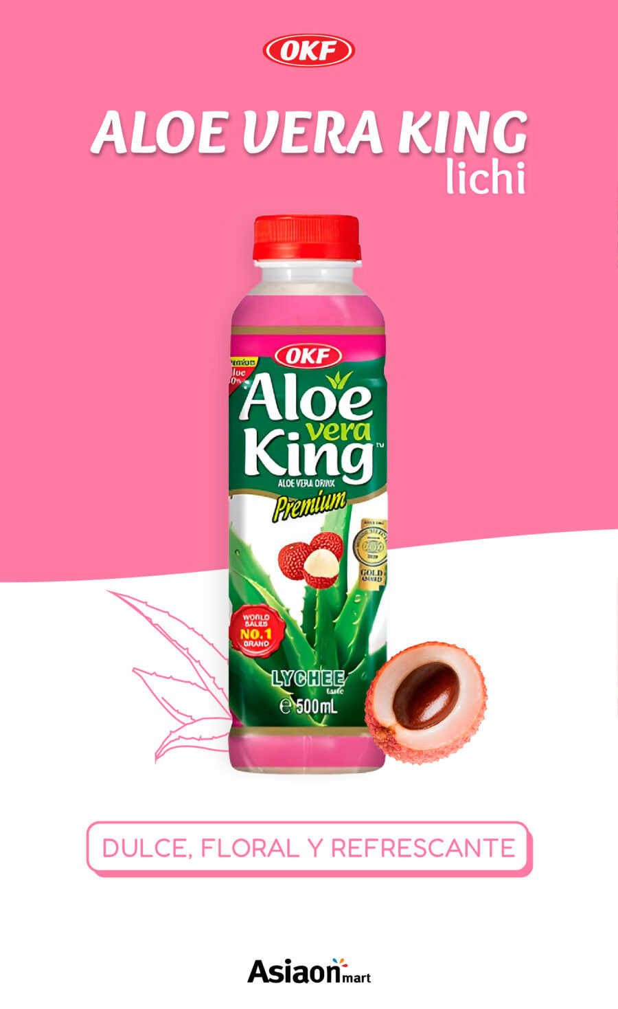 Okf Aloe Vera King Sabor Lychee 500 ml - Asiaon Mart