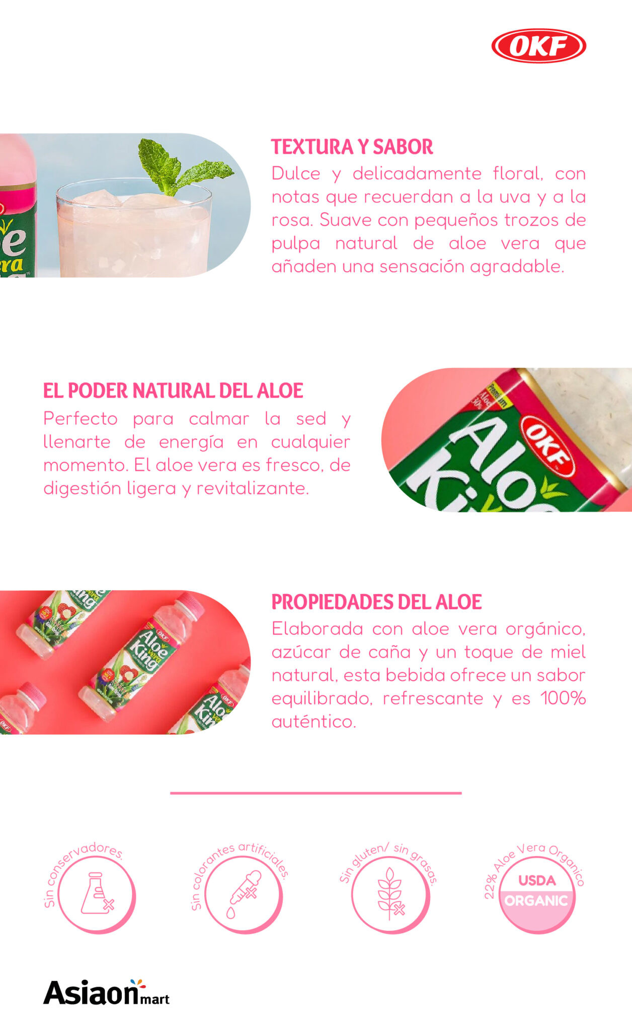 Okf Aloe Vera King Sabor Lychee 500 ml - Asiaon Mart